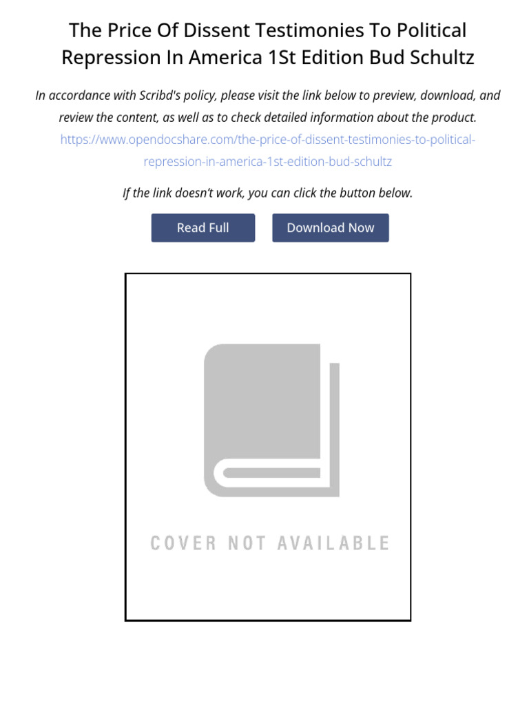 The Price Of Dissent Testimonies To Political Repression In America 1st ...