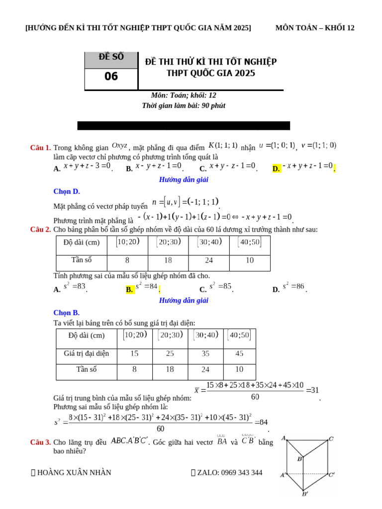Đề Số 06-Tn Thpt Qg 2025-Hdg | PDF