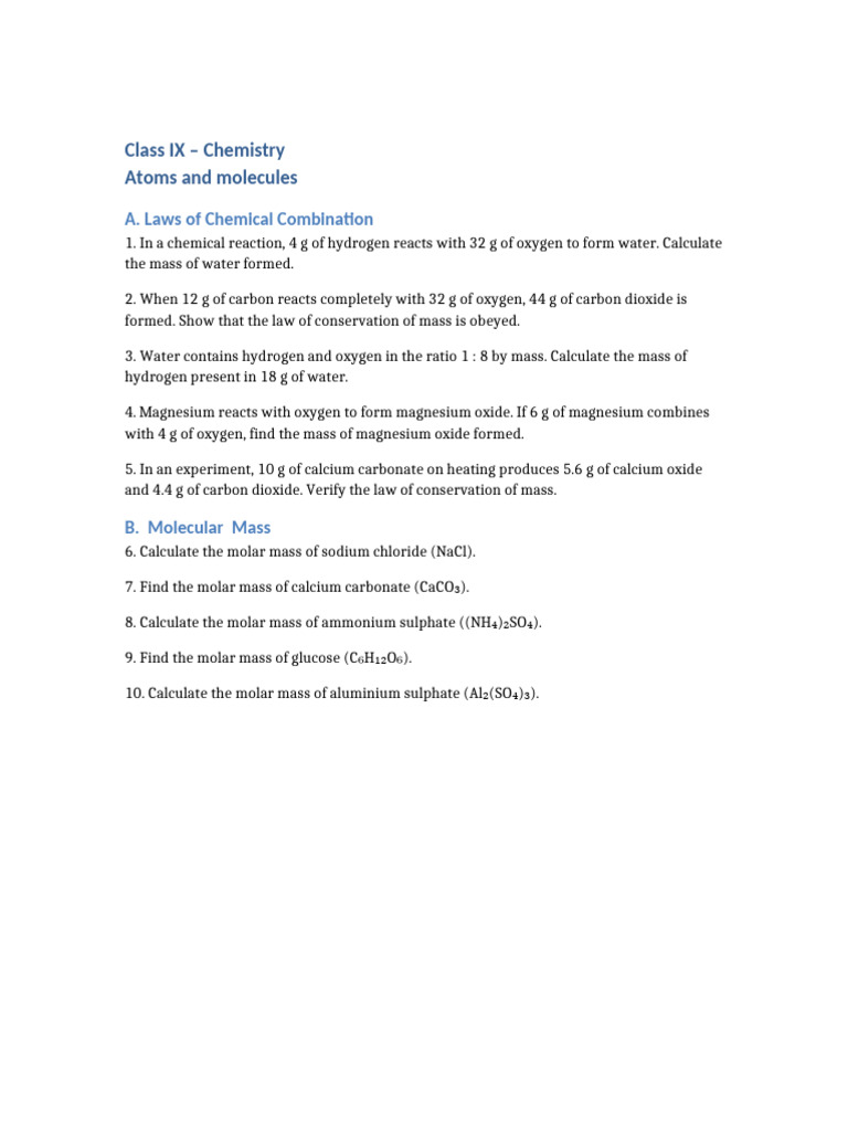 Winter Holidays Homework Class 9 | PDF