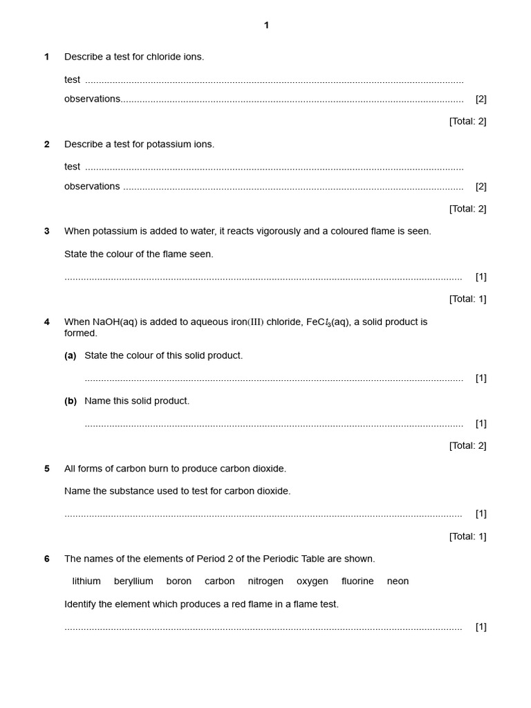 Worksheet (Identification of Ions and Gases) | PDF | Hydroxide | Molecules