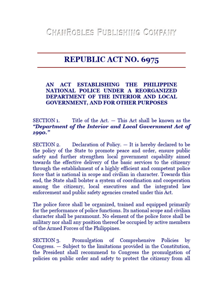 Philippine National Police Act 1990 | PDF | Inspector | Police