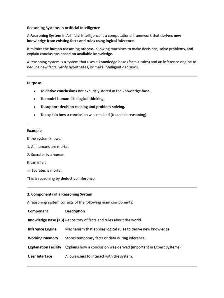 AI - Reasoning Systems in Artificial Intelligence | PDF | Artificial ...