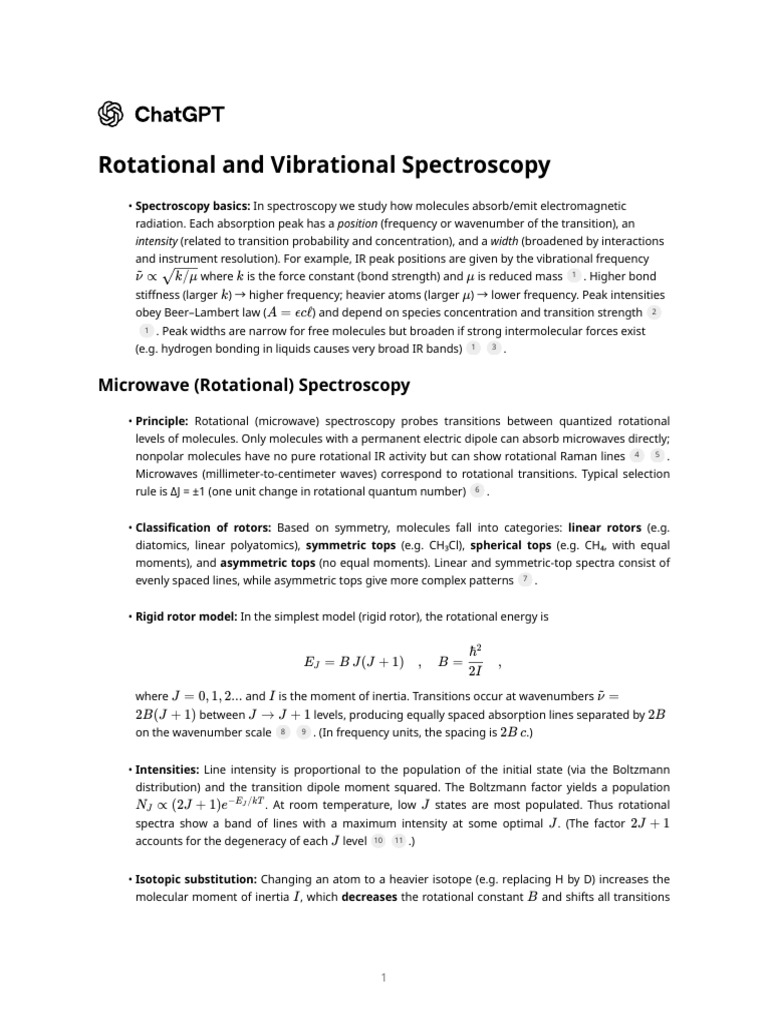 Rotational and Vibrational Spectroscopy | PDF | Infrared Spectroscopy ...