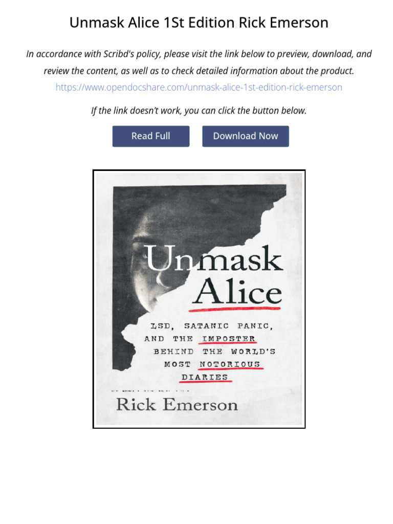 Unmask Alice 1st Edition Rick Emerson | PDF