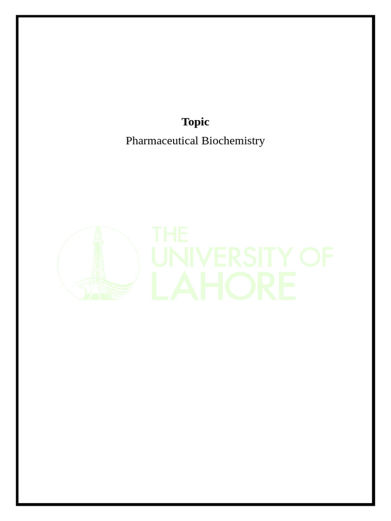Importance of Pharmaceutical Biochemistry | PDF | Biochemistry | Chemistry