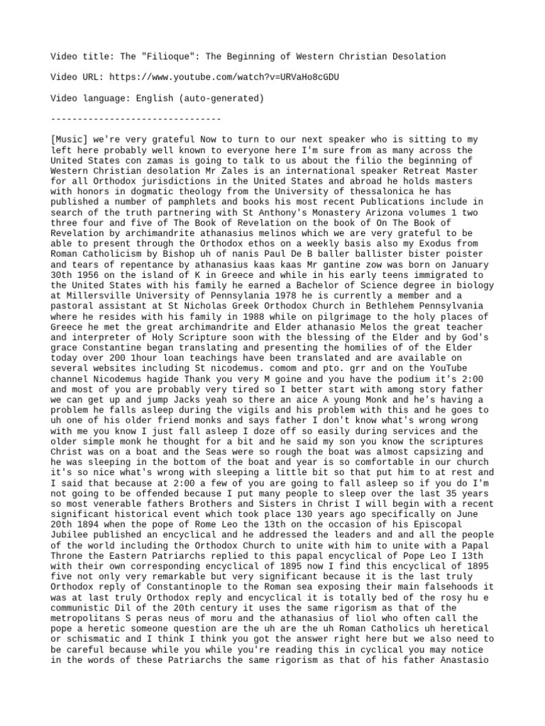 Youtubetotext.org - The "Filioque"_ the Beginning of Western Christian ...