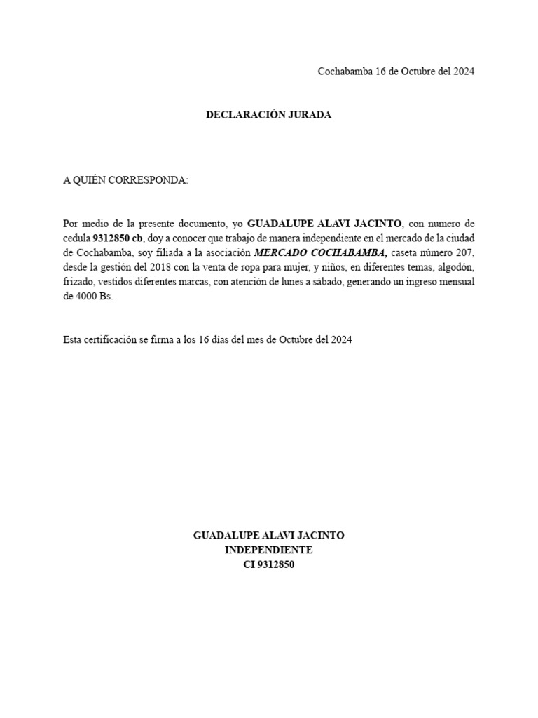 Declaración Jurada de Guadalupe Alavi | PDF