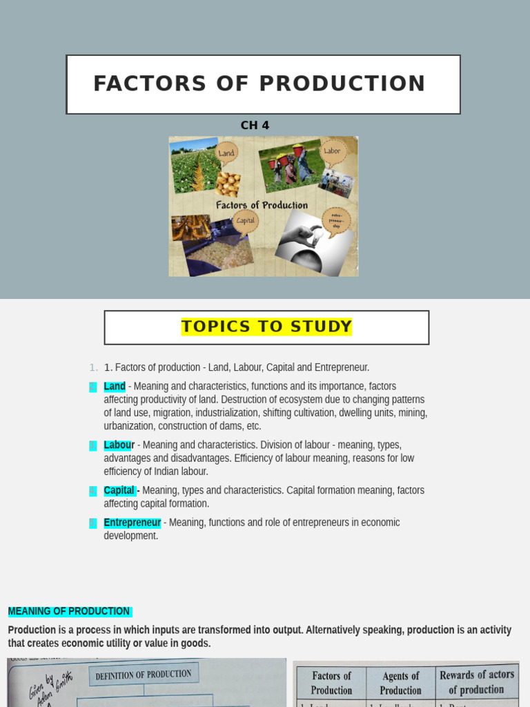 X Ch4 Factors of Production | PDF | Capital (Economics) | Labour Economics