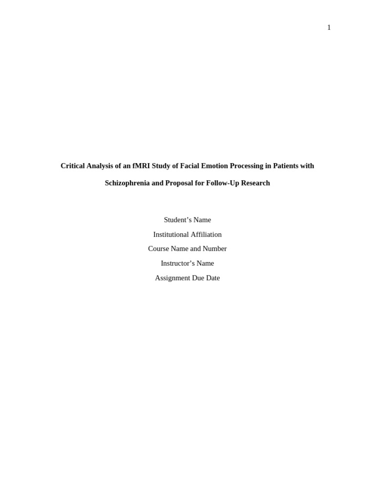 Critical Analysis of an fMRI Study of Facial Emotion Processing in ...