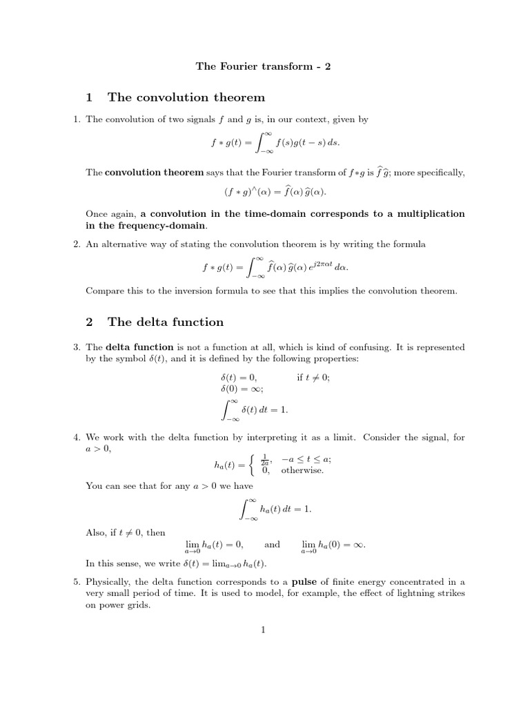 Convolution Theorem and Delta Function Explained | PDF | Convolution ...