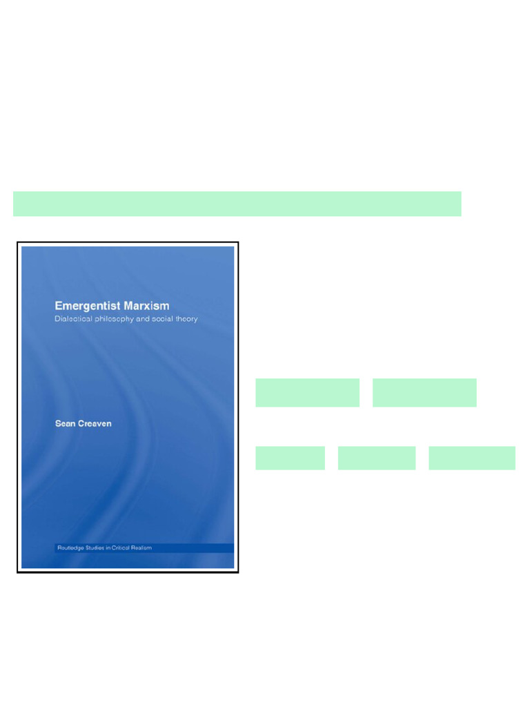 Emergentist Marxism Dialectical Philosophy And Social Theory Sean Creaven ebook instantly ...