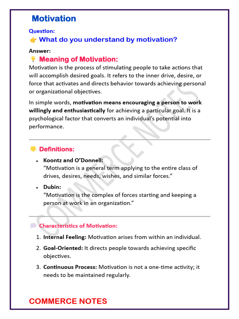Motivation Imp Ques Ans Part 1 | PDF | Motivational | Motivation