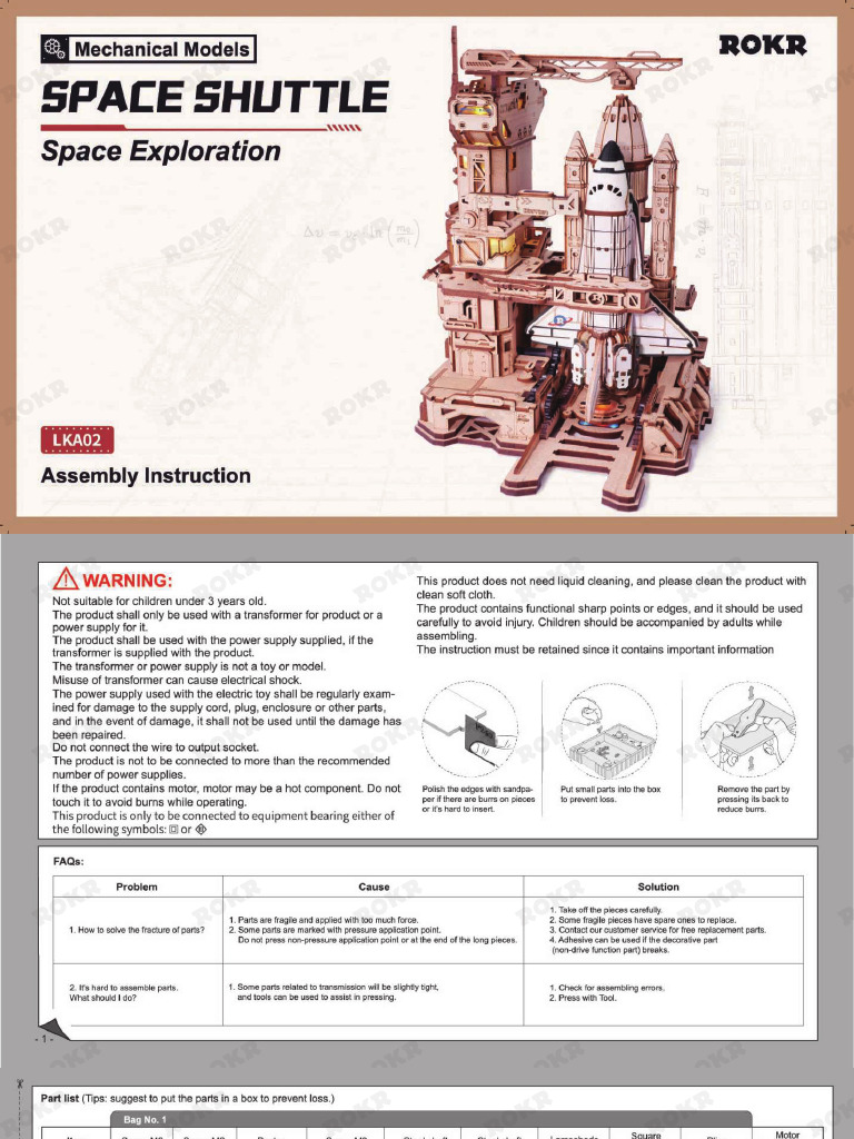 ROKR Space Shuttle Assembly Instruction | PDF
