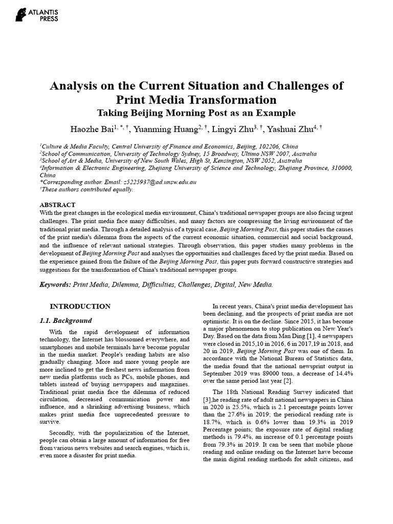 Analysis_on_the_Current_Situation_and_Challenges_o | PDF | Newspapers ...
