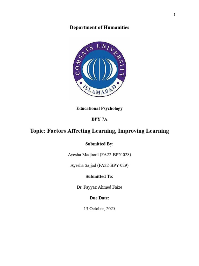 Factors Influencing Learning Success | PDF | Learning | Motivational