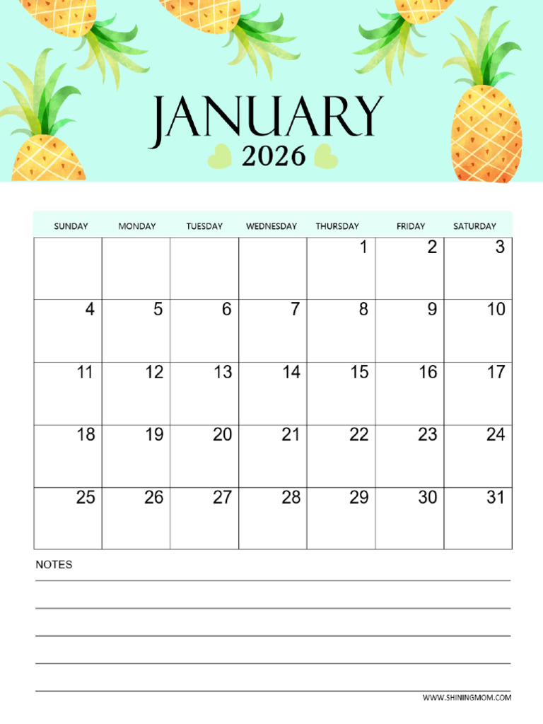 Free 2026 Calendars by Shining Mom | PDF