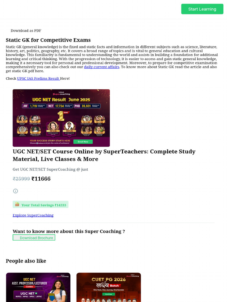 Static GK - All The Important General Knowledge Topics With Free PDF To ...