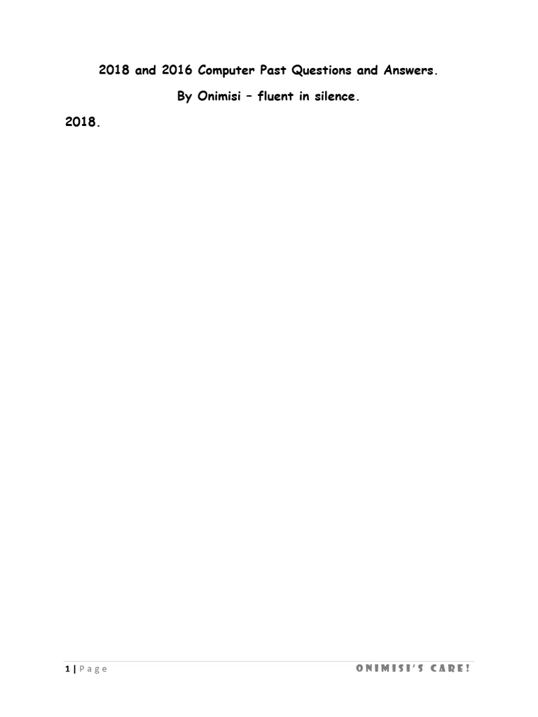 Computer Past Questions & Answers | PDF | Computer Network | Central ...