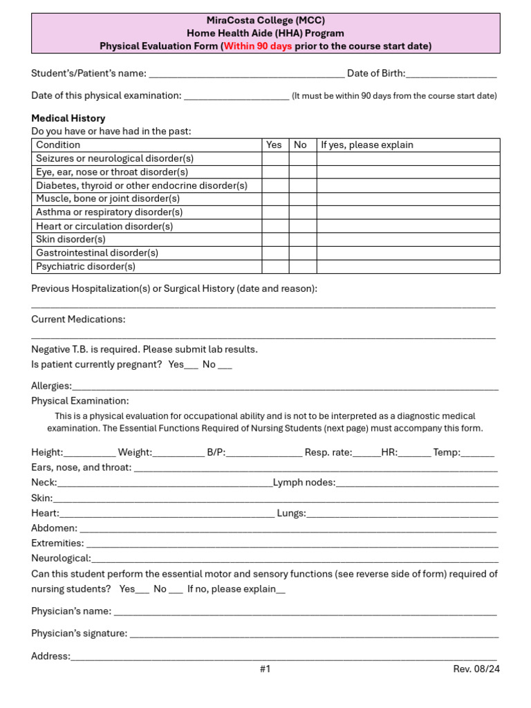 2. HHA_Physical Evaluation | PDF | Communication | Neurology