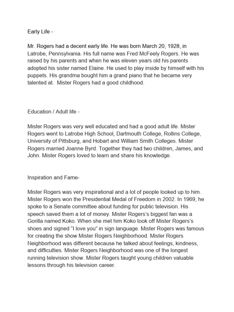 Mr. Rogers 2 | PDF