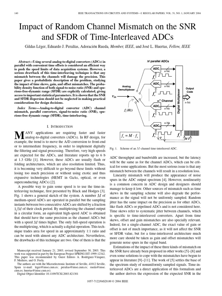 Channel Mismatch Effects on ADC SNR/SFDR | PDF | Analog To Digital ...