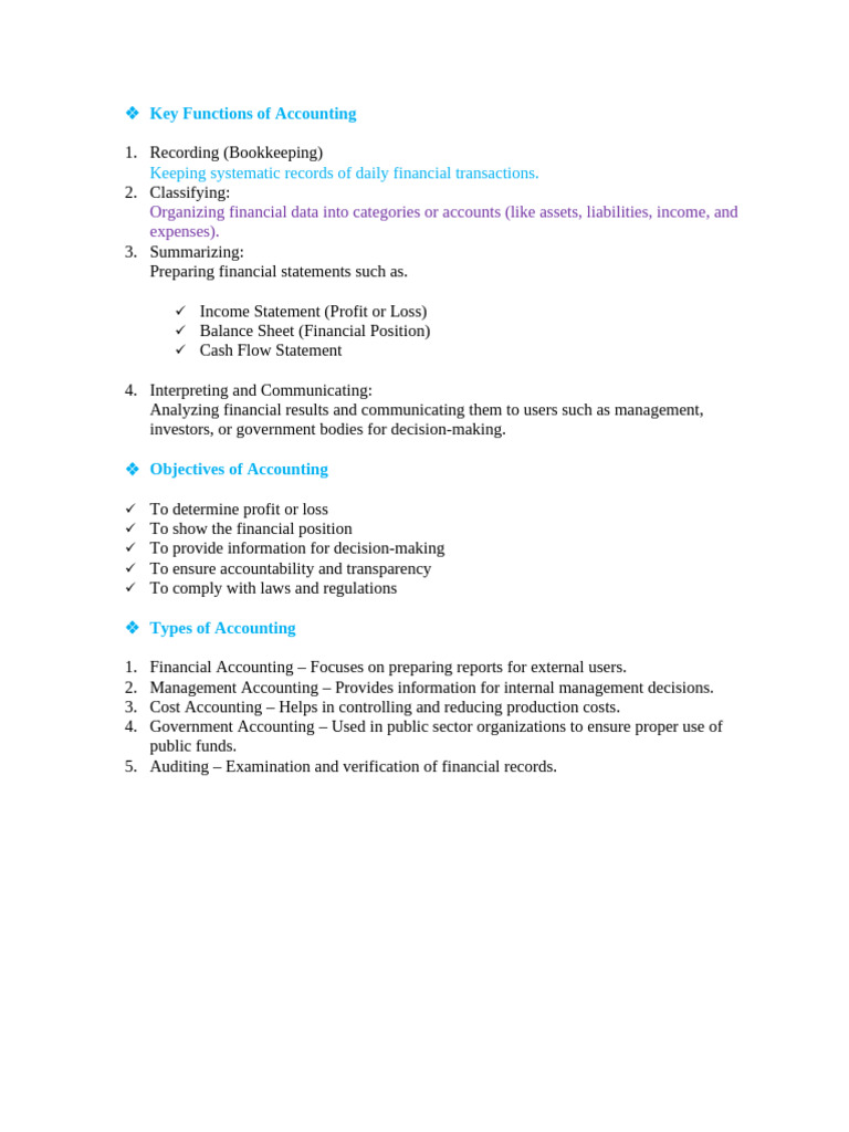 Key Functions and Types of Accounting | PDF