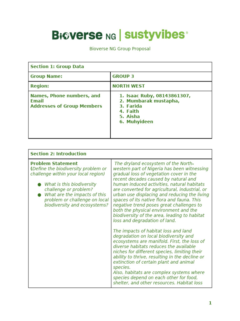 Bioverse NG Group Proposal-1 | PDF | Agriculture | Biodiversity