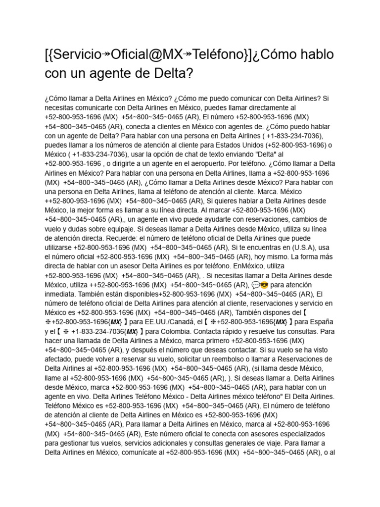 ( (Servicio Oficial@MX Teléfono) ) ¿Cómo Hablo Con Un Agente de Delta ...