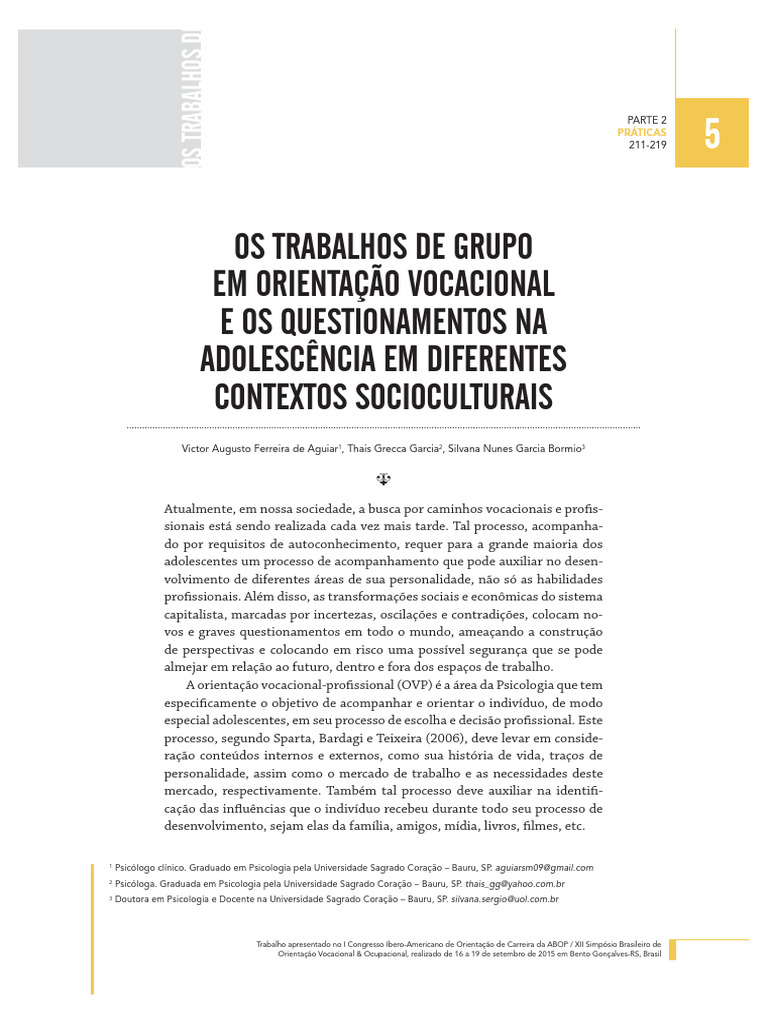 Texto Da Aula -AGUIAR | PDF | Adolescência | Psicologia