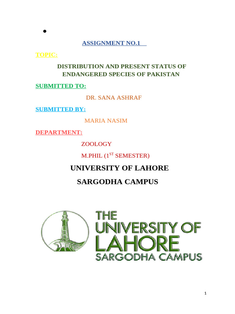 Wildlife of Pakistan -Assignment 2 | PDF | Endangered Species | Leopard