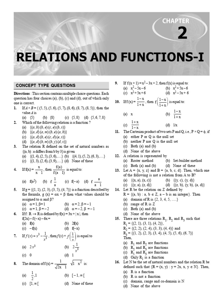 Relation and Function DPP Combined Level 01_250709_183312 | PDF ...