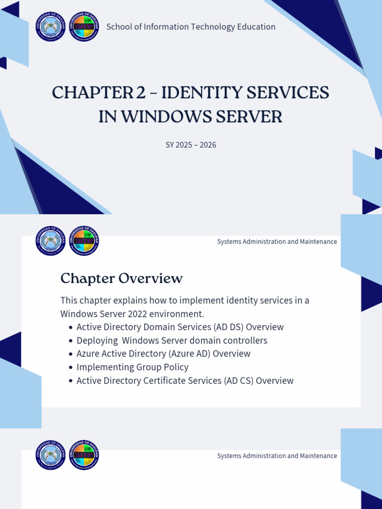 Chapter 2 – Identity Services in Windows Server | PDF | Active ...