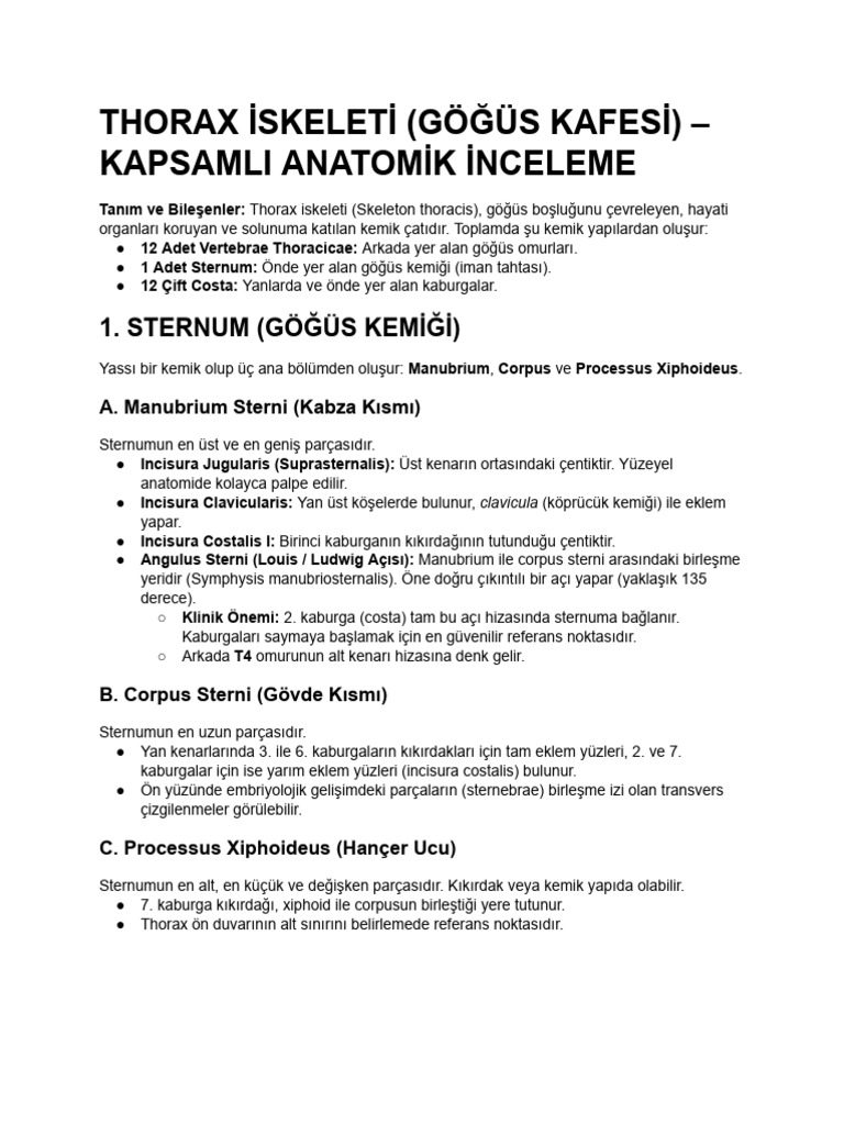 4.2 Thorax İskeleti Özet | PDF