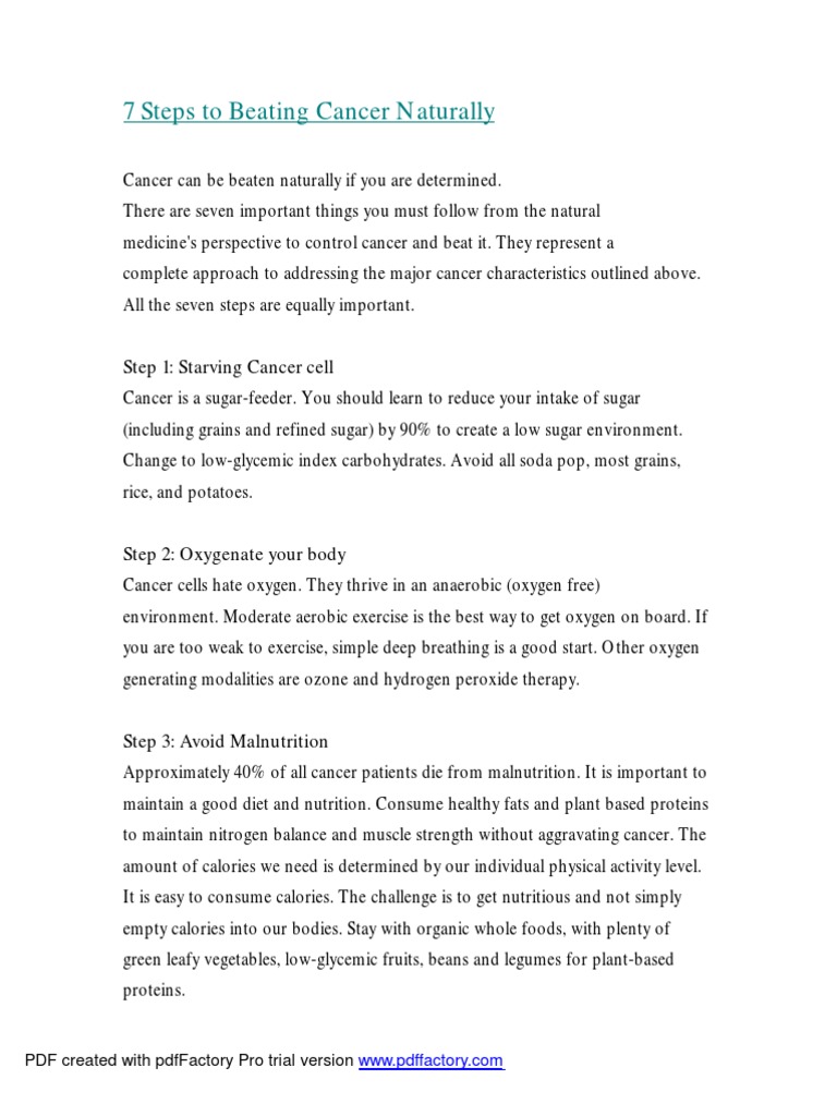7 Steps to Naturally Beat Cancer | PDF | Cancer | Alternative Medicine