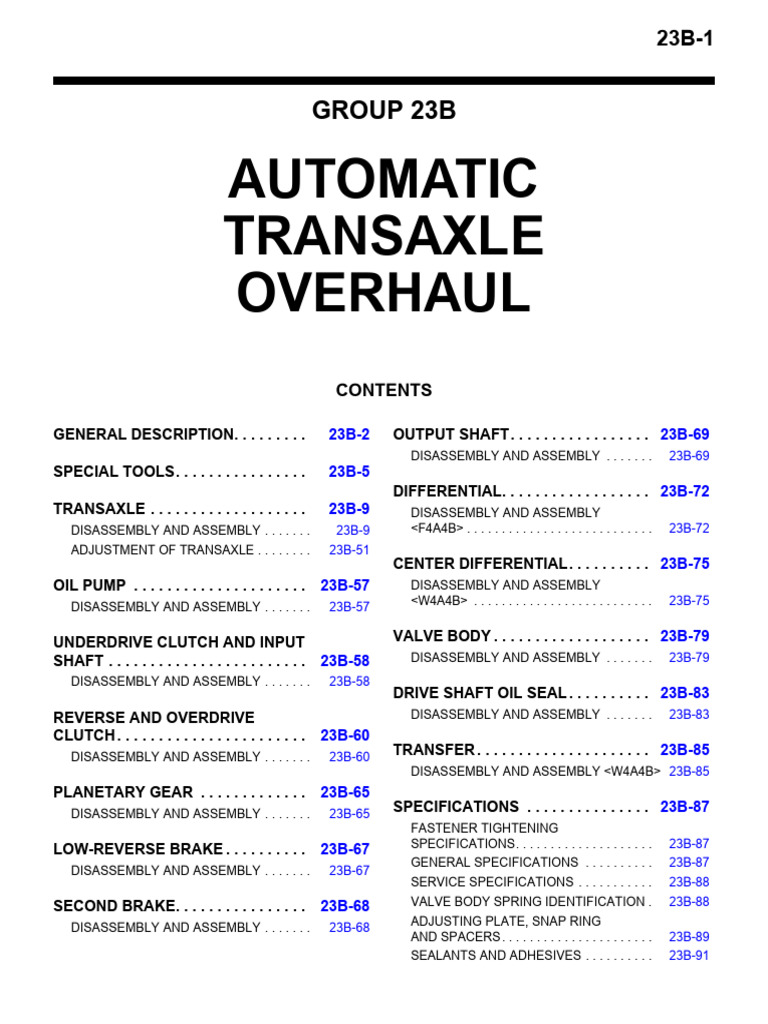 F4A4B - W4A4B | PDF | Automatic Transmission | Manual Transmission