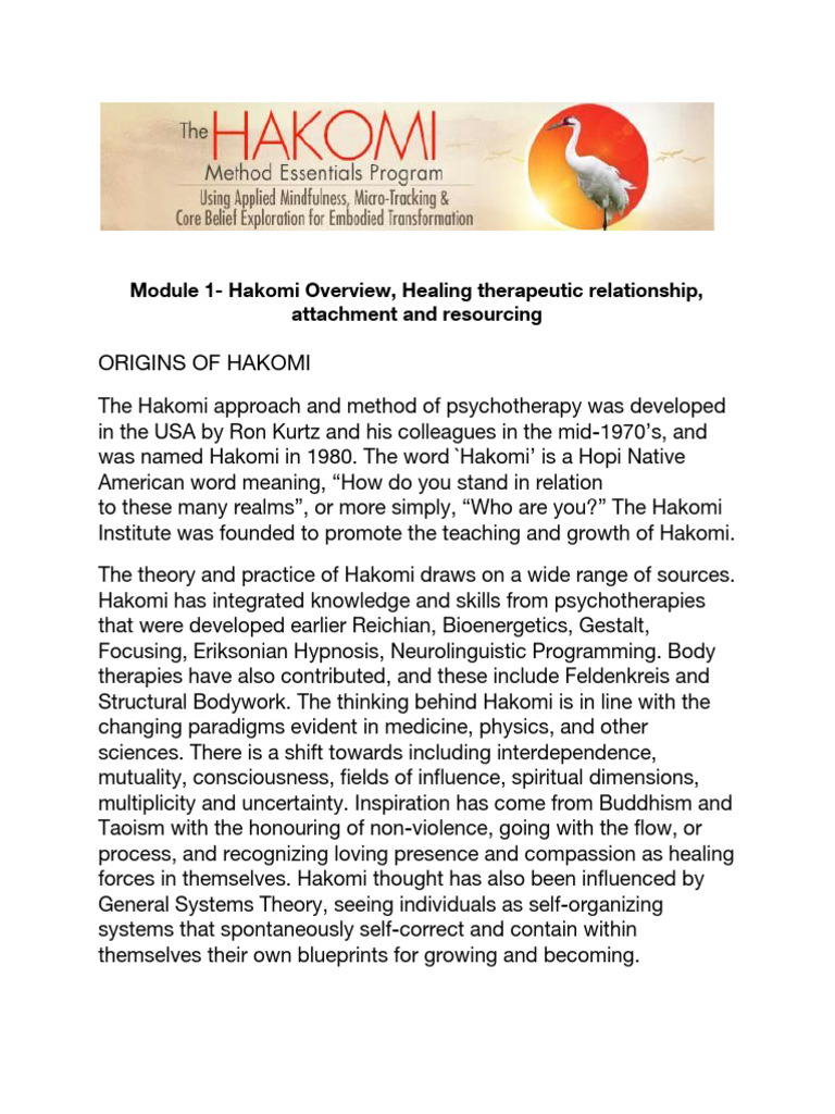 HakomiMethod Module01 Materials ClassHandout | PDF