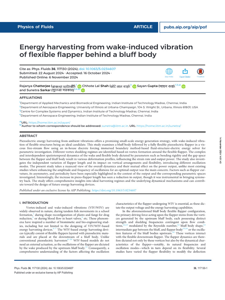 Energy Harvesting from Wake-Induced Vibration | PDF | Vortices ...