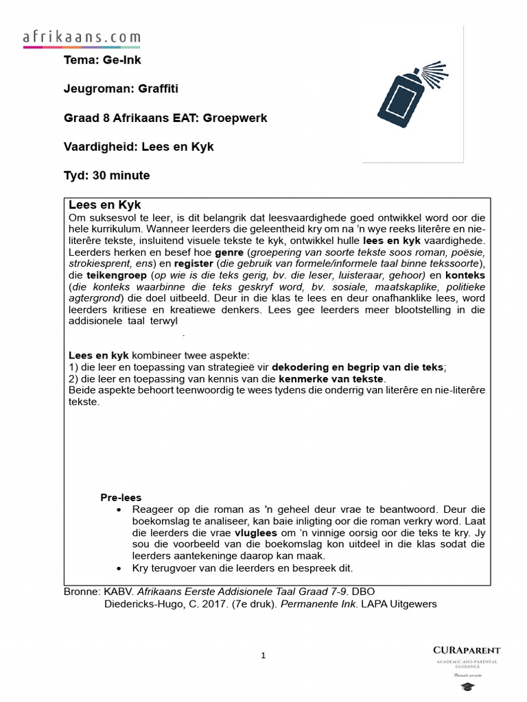 2. Gr 8 EAT Lees en Kyk Roman Permanent Geink | PDF