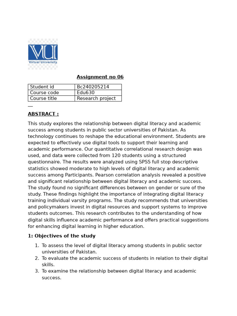 Full Assignment | PDF | Statistics | Literacy