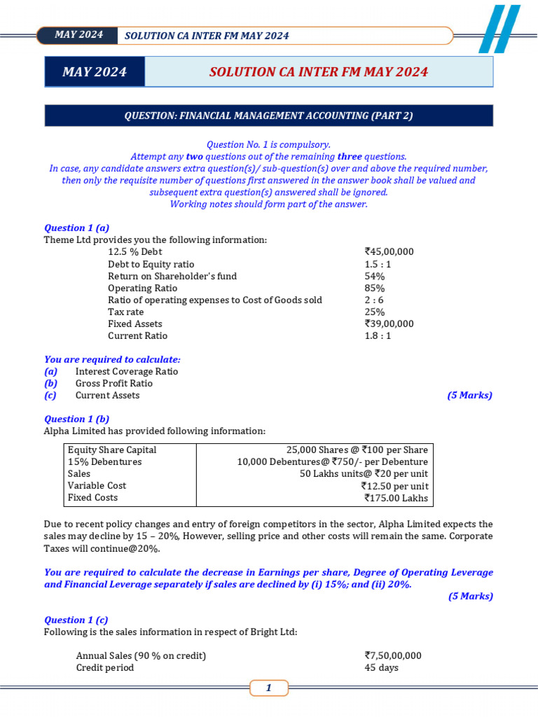 Fm All New Course Exam Paper Solution | PDF | Equity (Finance) | Banks