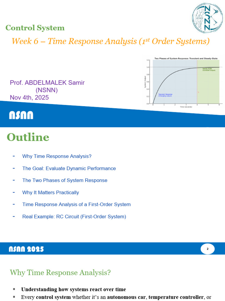 First-Order System Time Response Analysis | PDF | Control Theory ...