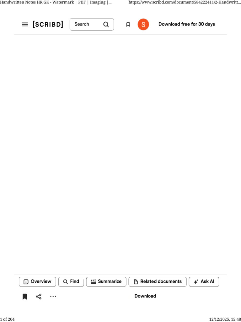 Handwritten Notes HR GK - Watermark _ PDF _ Imaging _ Computing(2) | PDF