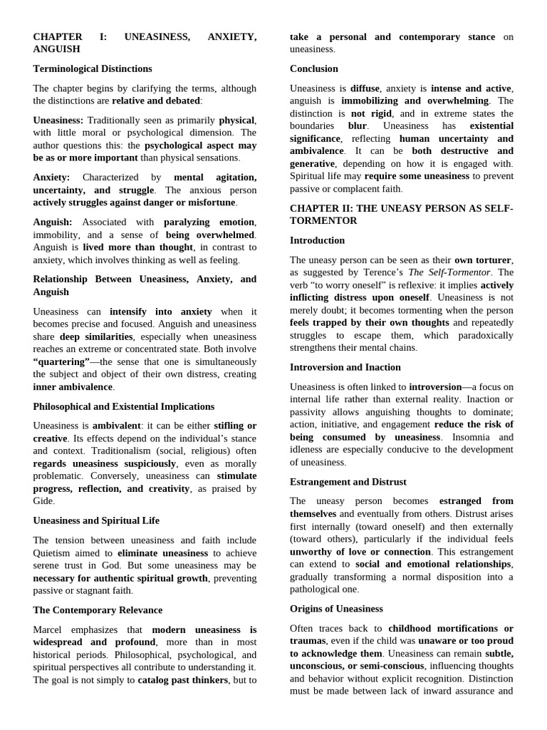 Marcel Chapters Summary | PDF | Existentialism | Søren Kierkegaard