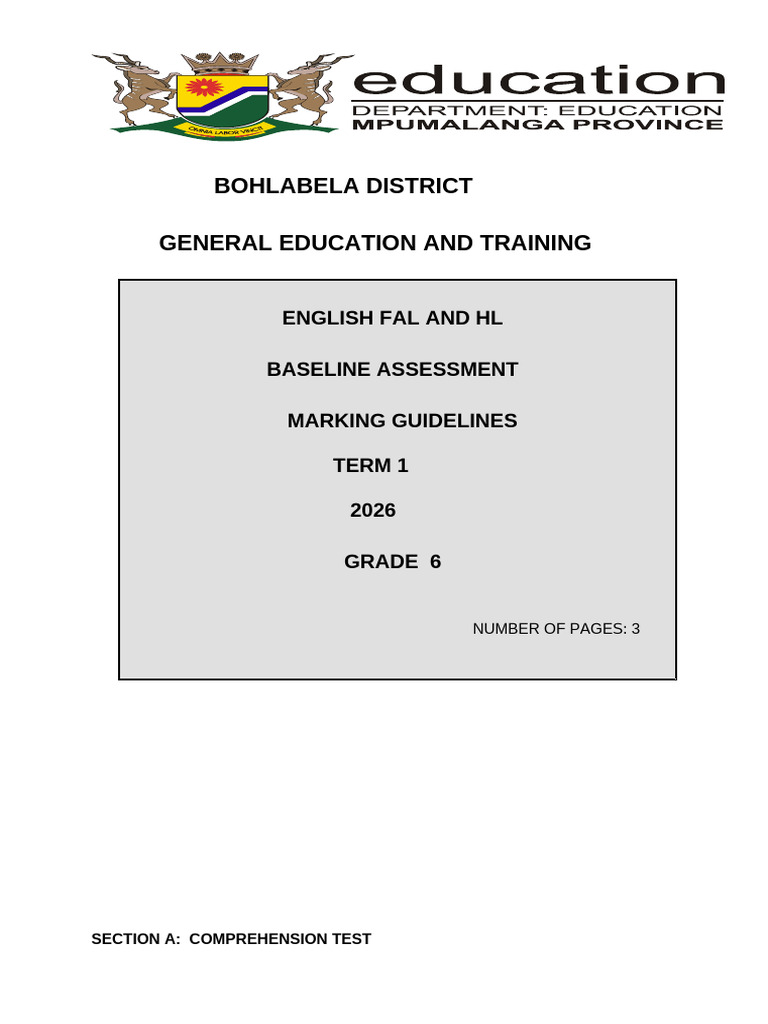 Grade 6 English FAL Term 1 Assessment | PDF | Medical Specialties ...