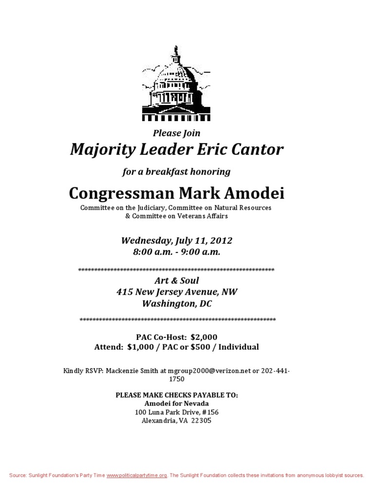 Breakfast For Mark Amodei | PDF | Political Action Committee | Donation