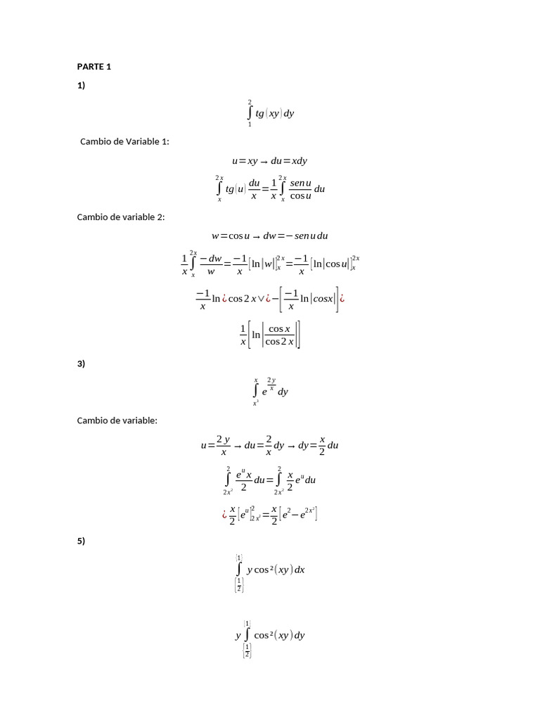 Integrales dobles y triples: Ejercicios y soluciones | PDF | Integral ...
