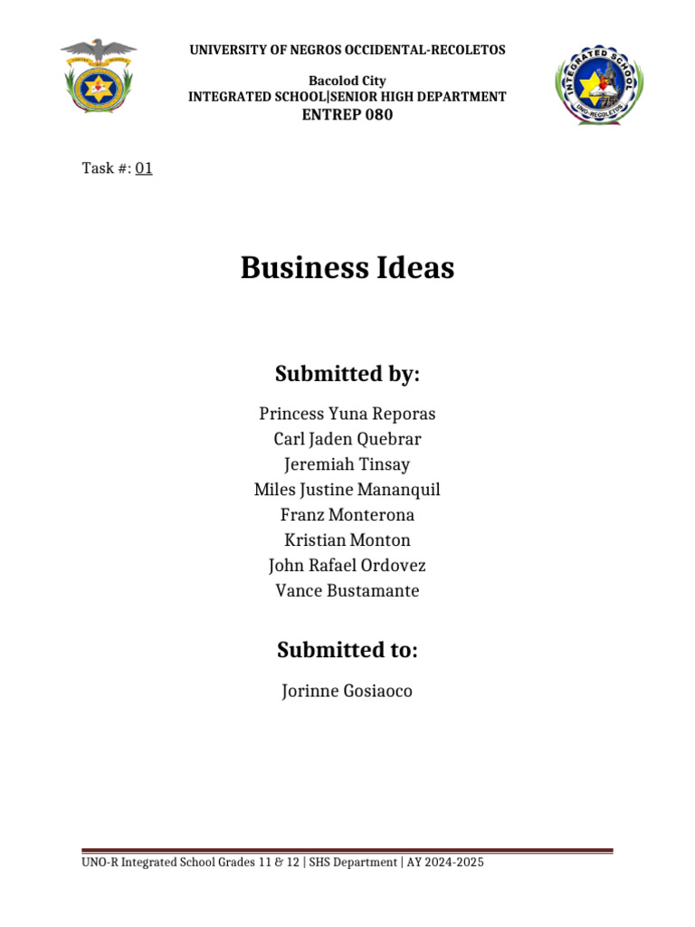Task 1 Business Ideas 2 2 3 | PDF