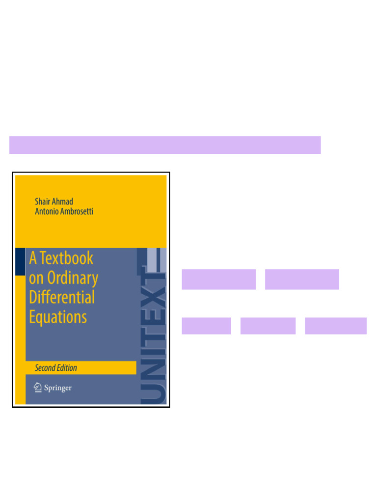 Textbook on Ordinary Differential Equations (UNITEXT) 2nd A Full Chapters Included | PDF ...