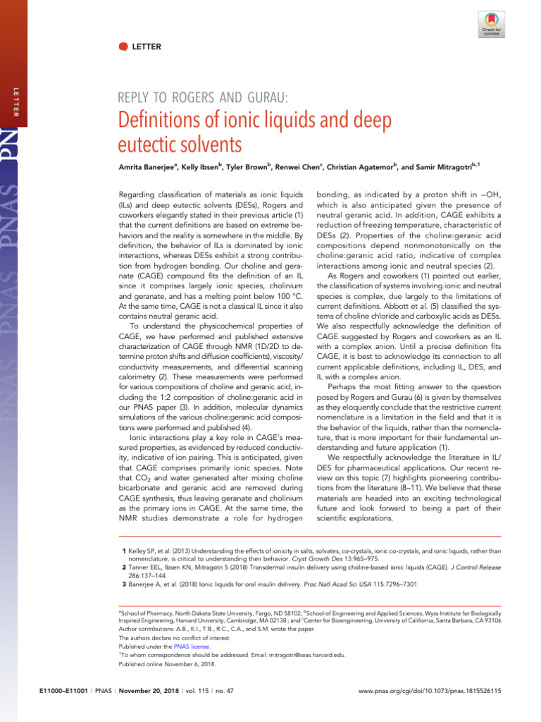 IL vs Eutectic Mix Samir Reply to Letter | PDF | Acid | Salt (Chemistry)