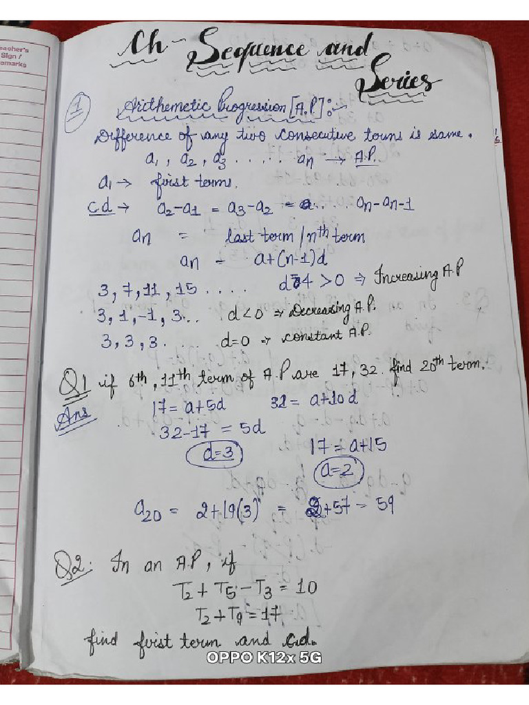 Allen Notes of Chapter Sequence and Series | PDF